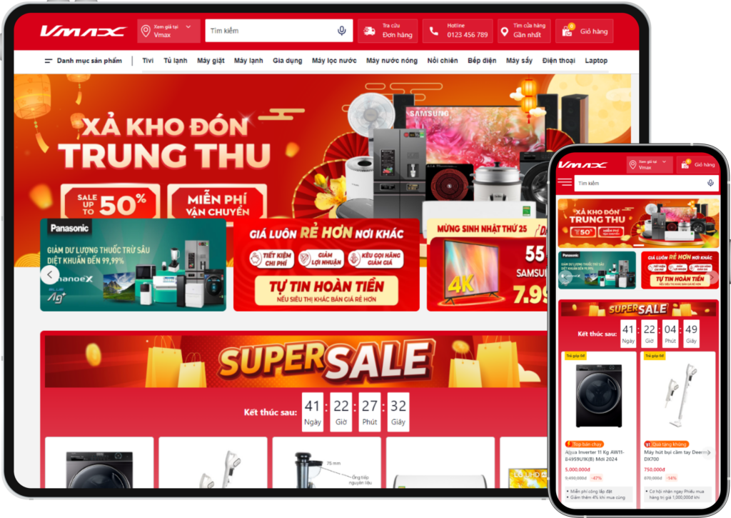 Vstore - Phiên bản website bán hàng thương hiệu VStore - BZOTech - Dịch vụ toàn diện cho website ...